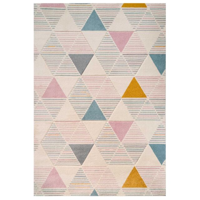 Pastel Multicolour 3D Carved Diamond Geometric Area Rug by Debenhams ...
