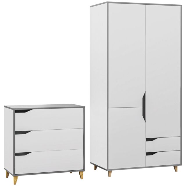 Wardrobe w/ Hanging Rail 1 Drawer Chest of Drawers w/ Storage by ...