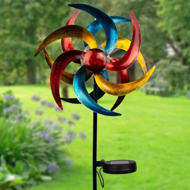 mysmartbuy Colourful Solar Windmill - Staked Garden Wind Spinner with ...