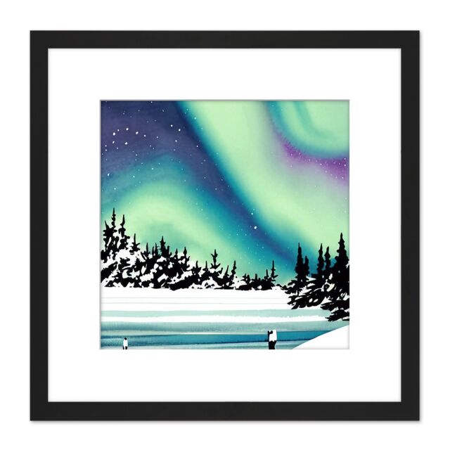 Artery8 Aurora Borealis Northern Lights Night Sky Over Snowy ...
