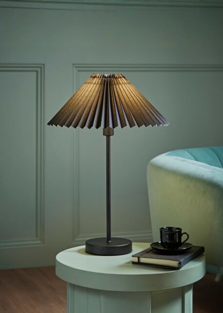 ValueLights Akira Pleated Shade Table Lamp in Black by Debenhams ...