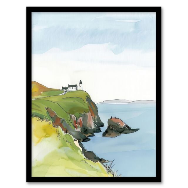 Artery8 Scotland Mull of Kintyre Lighthouse Watercolour Framed Wall Art ...