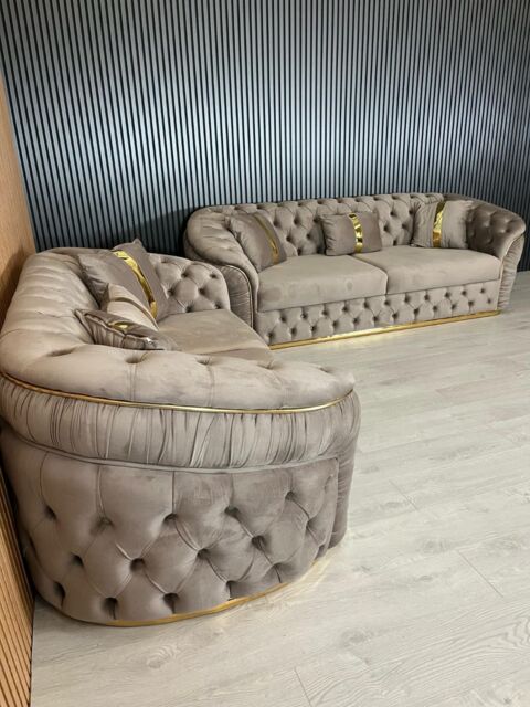 Ambassador 3+2 Seater Grey Plush Velvet & Chrome by Debenhams ...