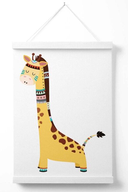Giraffe Tribal Animal Poster with White Hanger by Debenhams | ufurnish.com