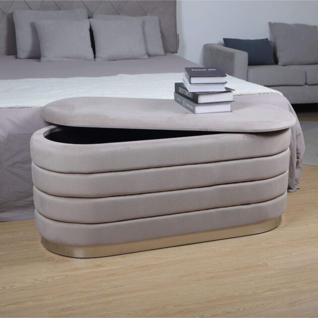 Velvet Storage Ottoman Storage Solution Bench Footstool by Debenhams ...