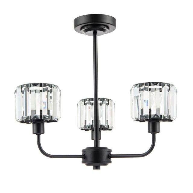 Modern Black Ceiling Light Fitting with Clear Crystal Glass Rods on ...