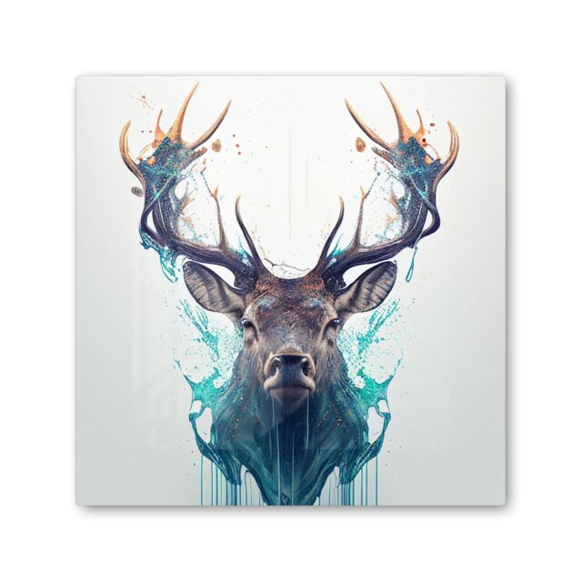 Stag Face Splashart HD Metal Print by Debenhams | ufurnish.com
