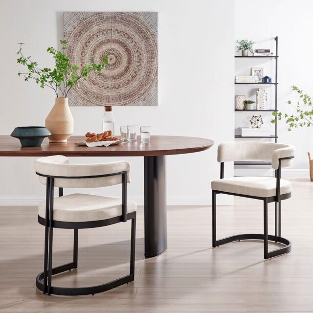 Modern Velvet Curved Dining Chair Upholstered With Soft Back & Padded ...