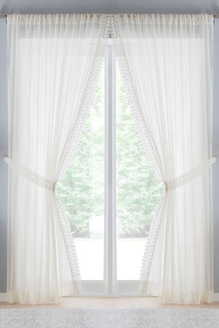 Windsor Crushed Voile Panel with Marame Trim and Tie Back - Pair by ...
