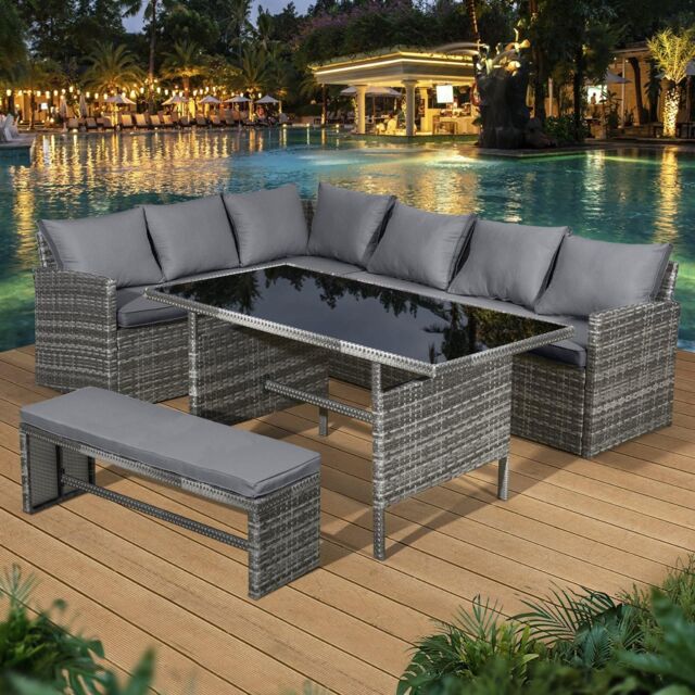 Fiji Rattan 8 Seat Corner Dining Set by Debenhams | ufurnish.com
