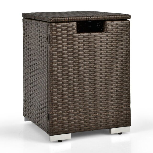 Costway 2-in-1 Rattan Hideaway Propane Gas Tank Table Patio Propane Gas ...