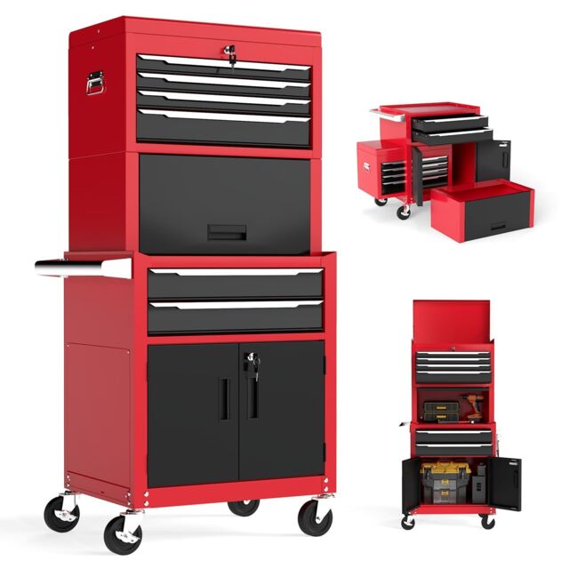 6-Drawer Rolling Tool Chest 3-in-1 Heavy-Duty Tool Storage Cabinet by Debenhams | ufurnish.com