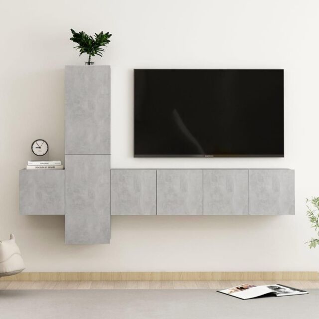5 Piece TV Cabinet Set Concrete Grey Engineered Wood by Debenhams ...