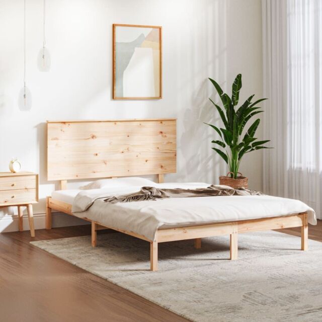 Bed Frame Solid Wood Pine 140x200 cm by Debenhams | ufurnish.com