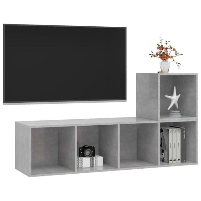 Berkfield Home Practical 2 Piece TV Cabinet Set Concrete Grey ...