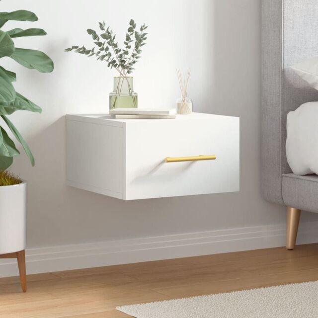 Berkfield Home Wall-mounted Bedside Cabinet White 35x35x20 cm - Size ...