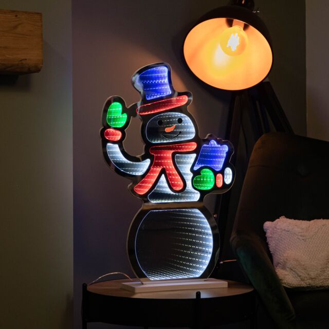 60cm Infinity Light up Standing Snowman Christmas Decoration with Multi ...