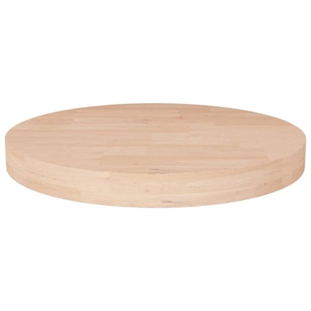 Round Table Top √ò30x4 cm Untreated Solid Wood Oak by Debenhams ...