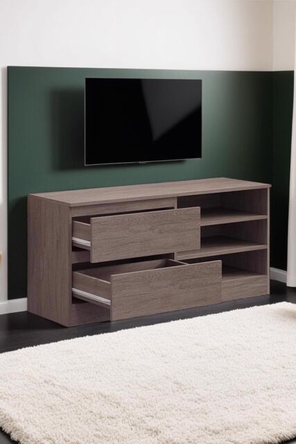 2 Drawer Open Shelf Rustic Oak Storage TV Unit by Debenhams | ufurnish.com