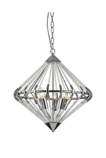 Netlighting Gerda 5 Light Chrome Ceiling Pendant Wire Frame Pendant ...