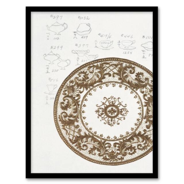 Artery8 Noritake Factory Framed Wall Art Vintage Filigree Design For ...