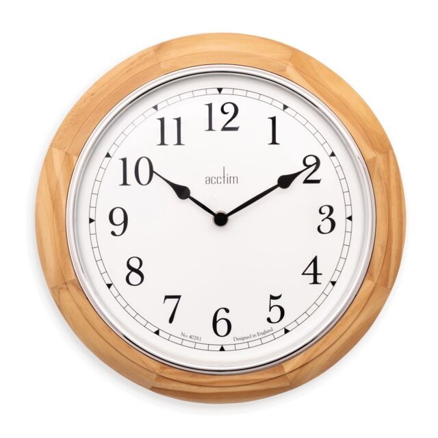 Acctim Winchester Wall Clock Quartz Crafted Wood Domed Glass Lens Oak ...
