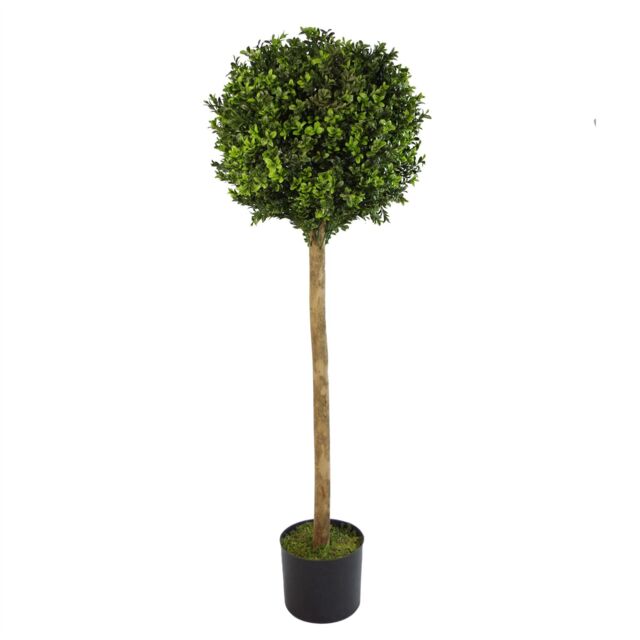 Leaf Artificial Boxwood Buxus Ball Topiary Tree 120cm 4ft Real Wood ...