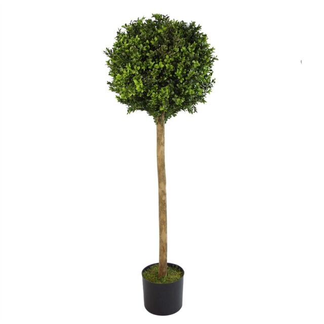 Artificial Boxwood Buxus Ball Topiary Tree 120cm 4ft Real Wood Trunk ...