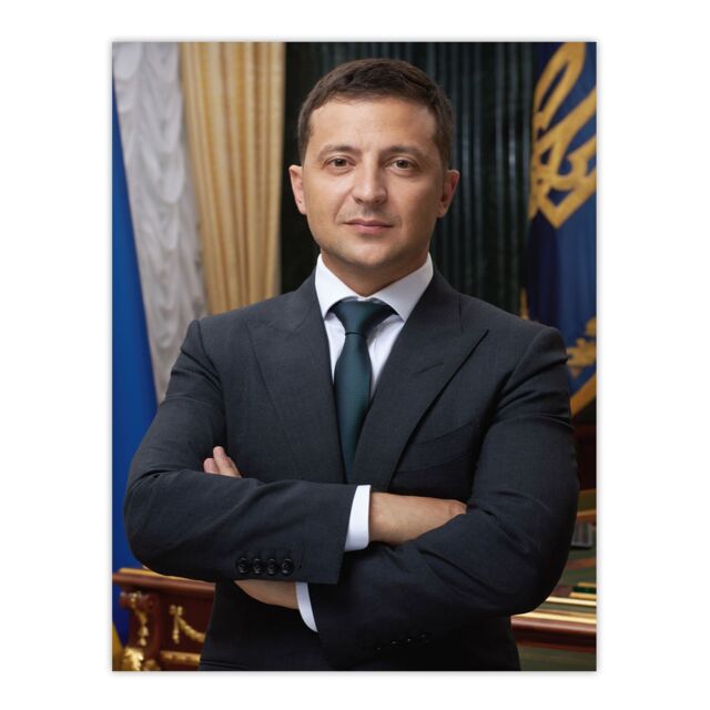 Ukraine President Volodymyr Zelensky Official Portrait Wall Art Print ...