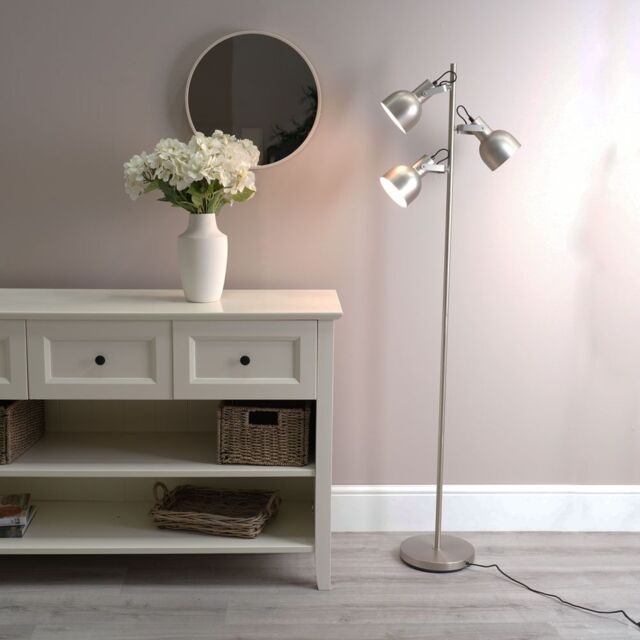 ValueLights Albie 3 Way Adjustable Directional Floor Lamp in Silver by ...