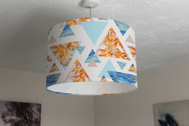 Benjamin Tate Design triangles with maple oak leaves ceiling lamp shade ...