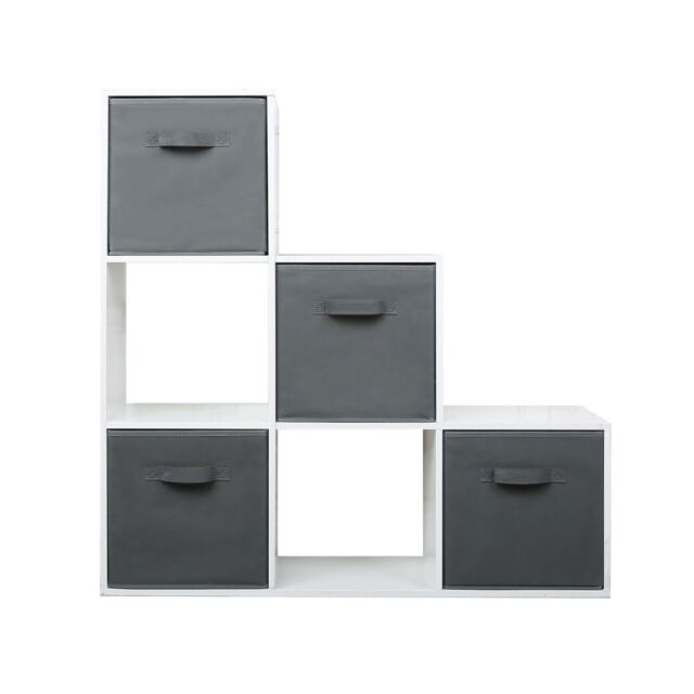 Home Garden Direct Jane - 123 Ladder Bookcase with baskets - White ...