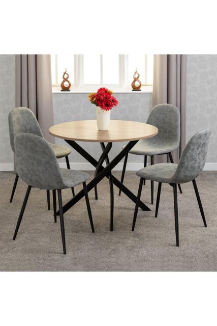 Sheldon Round Wooden Top and Athens Dining Set by Debenhams | ufurnish.com