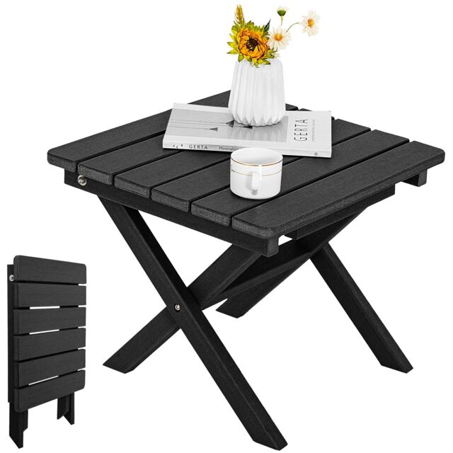 Outdoor Folding Side Table Weather-Resistant Adirondack Compact Square ...