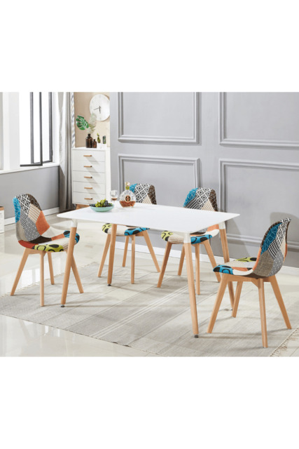 Patchwork Halo Dining Set Includes a White Dining Table & Set of 4 ...