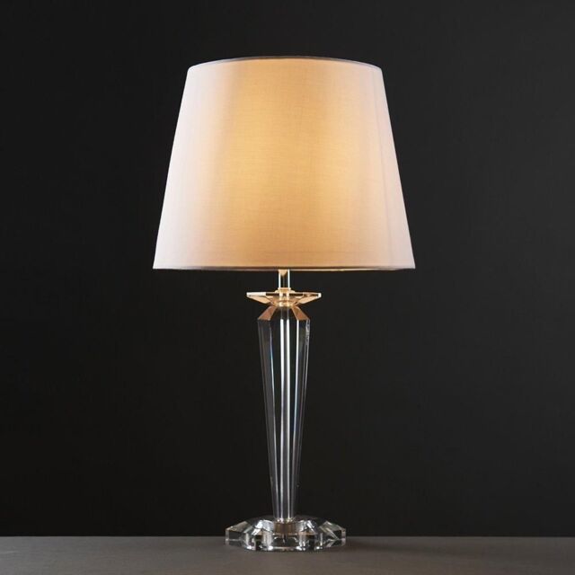 Davenport Extra Large Crystal Table Lamp Large White Tapered Shade by ...