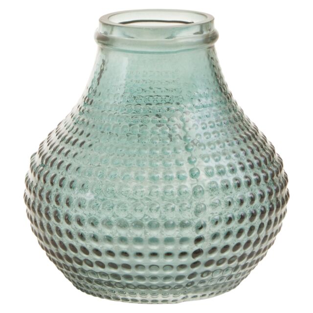 Small Green Glass Vase With Vibrant Green Hue, Textured Pottery Vase ...