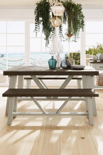 2x 1.4M Solid Reclaimed Pine Truffle Dining Bench by Debenhams ...