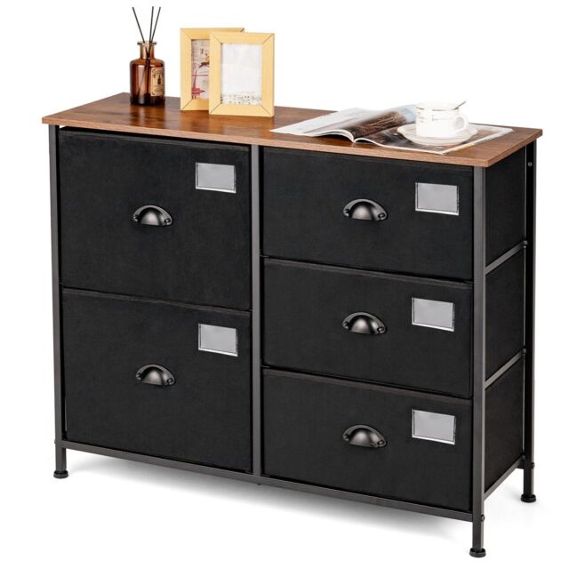 5 Drawers Dresser Organizer Fabric Storage Chest of Drawers Folding ...