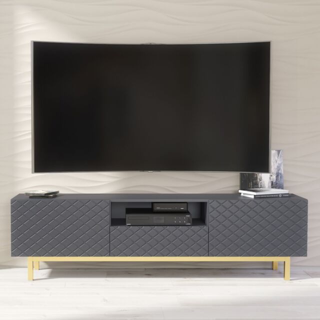 Diamond Luxe TV Unit 180cm - Luxury Cabinet with Push to Open Storage ...