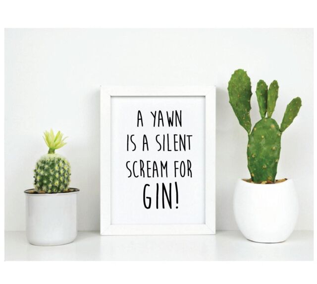 A Yawn Is A Silent Scream For Gin Inspirational Quote in Frame by ...