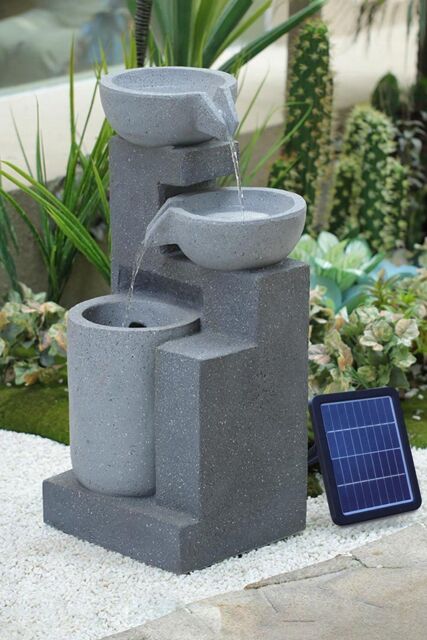 Creative Solar Powered Water Feature Outdoor Fountain Rockery Deco by ...