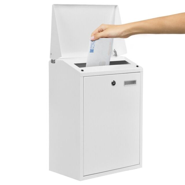 Wall Mounting Mailbox With Lid Metal Letter Box 2 Keys Weatherproof by ...