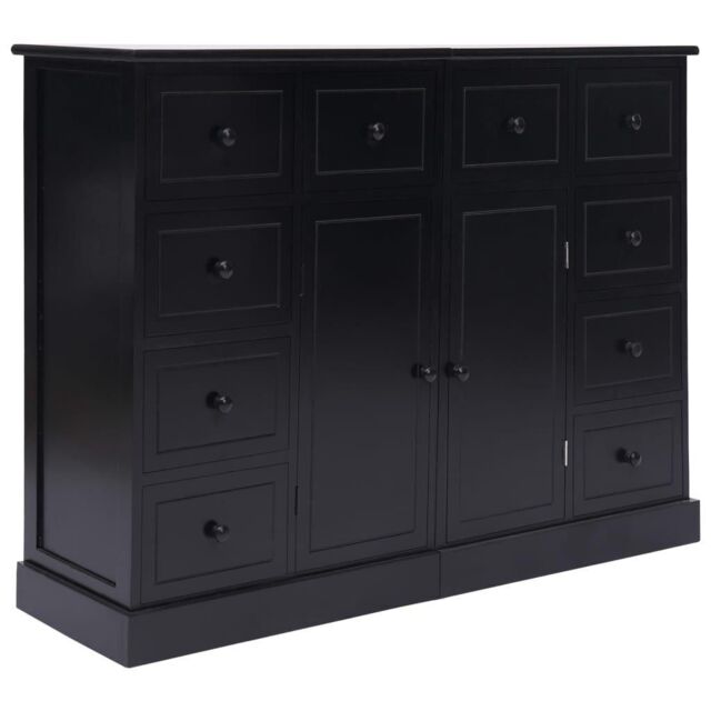 Sideboard with 10 Drawers Black 113x30x79 cm Wood by Debenhams ...