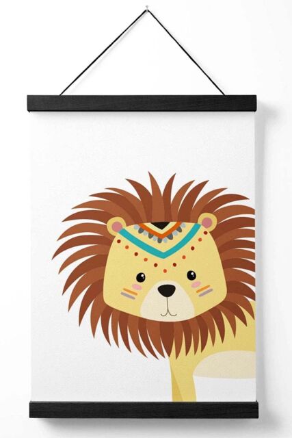 Peeking Lion Tribal Animal Poster with Black Hanger by Debenhams ...