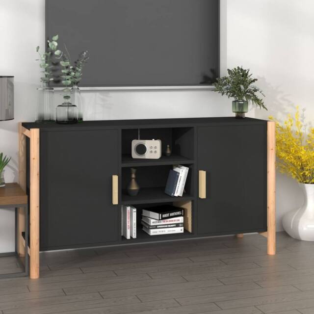 Berkfield Home Sideboard Black 107x38x60 cm Engineered Wood - Size: 107 ...
