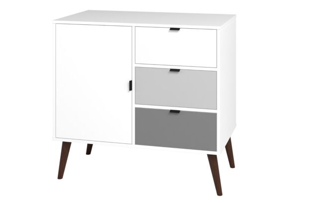 Boston White Sideboard with Grey Accent Drawers- 85cm x 44.5cm x 90cm ...