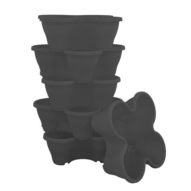 simpa 6PC Quad-Pot Stackable Modular Planters in Black by Debenhams ...