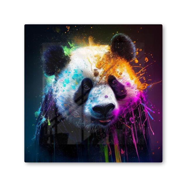 Panda Face Splashart Colourful HD Metal Print by Debenhams | ufurnish.com