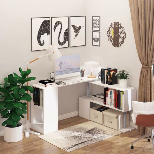 L Shapped Home Office Desk with Storage by Debenhams | ufurnish.com